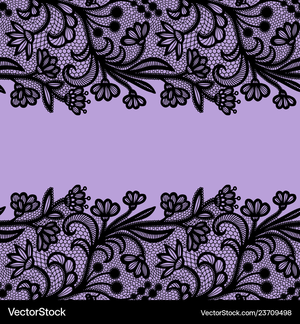 Black vintage lace elegant lacy border Royalty Free Vector