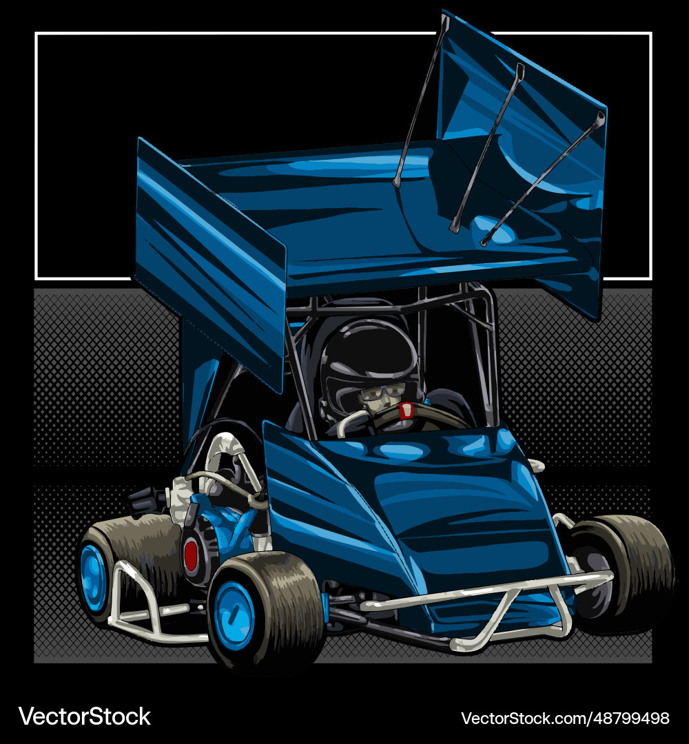 Blue drag racing car with black strip Royalty Free Vector