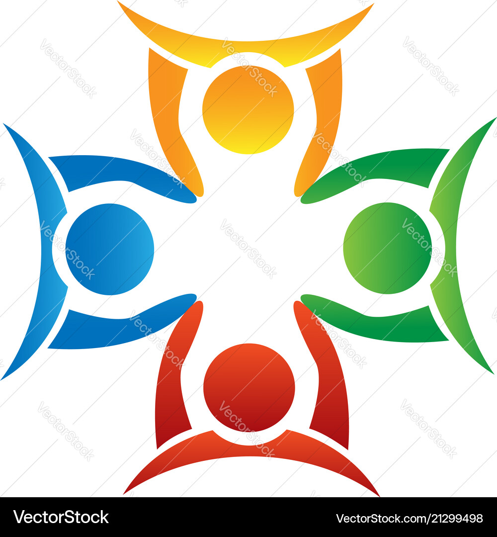 Colorful people teamwork achieving goals icon Vector Image
