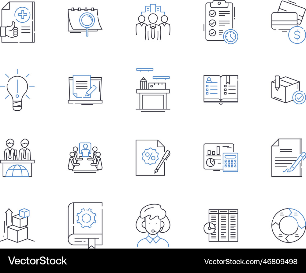Fiscal policy line icons collection budget Vector Image