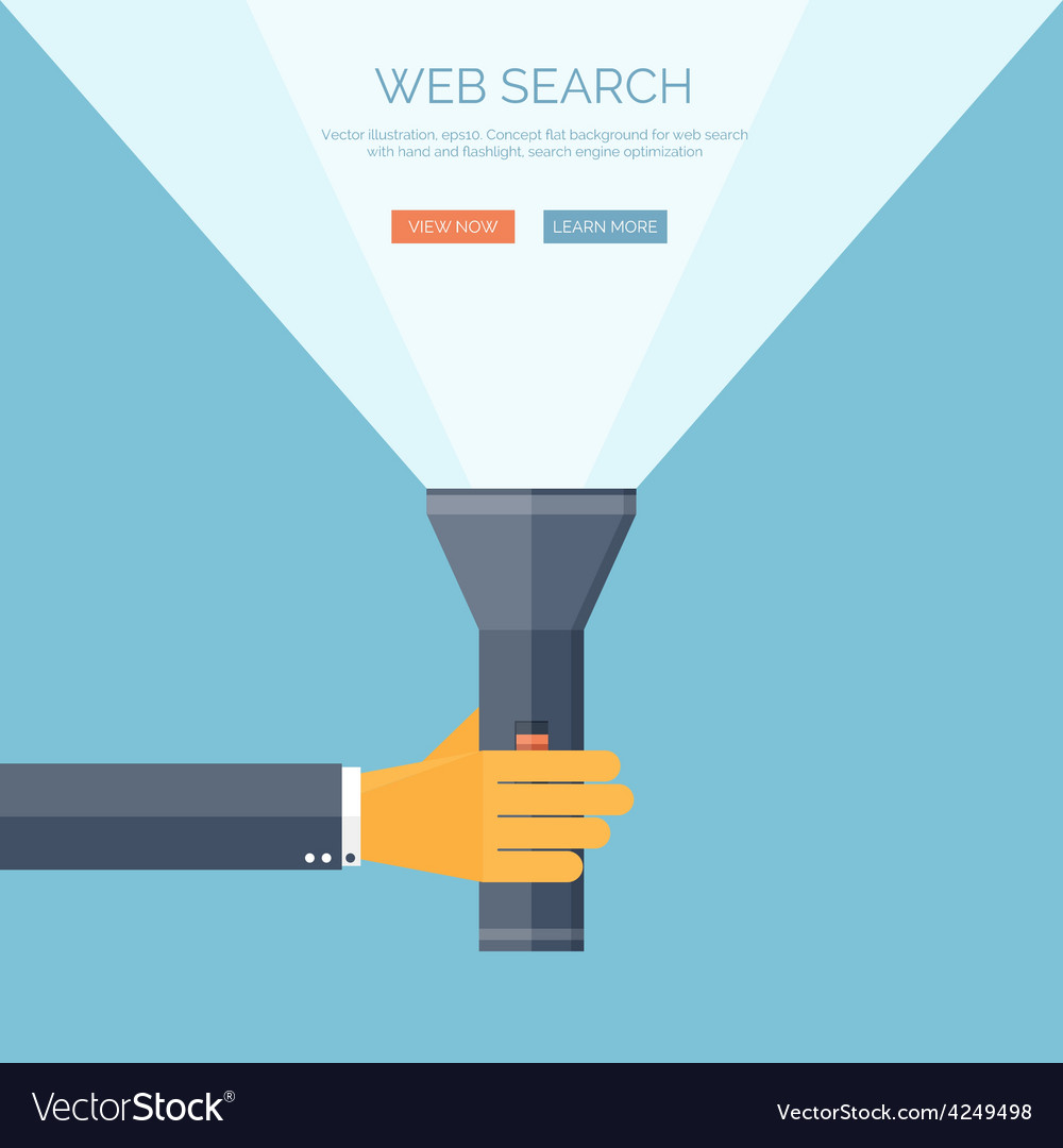 Flat flashlight and hand web Royalty Free Vector Image