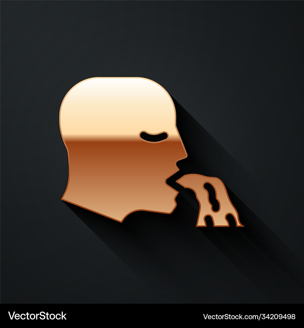 Gold vomiting man icon isolated on black Vector Image