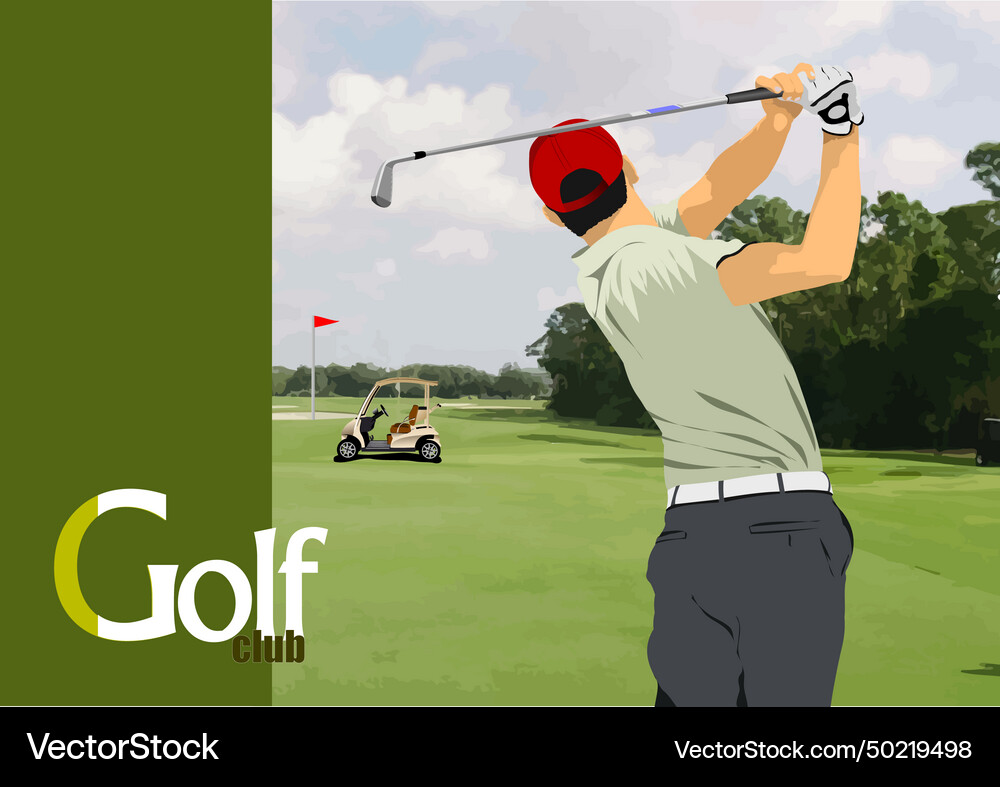 Golf club background with golfer image 3d Vector Image