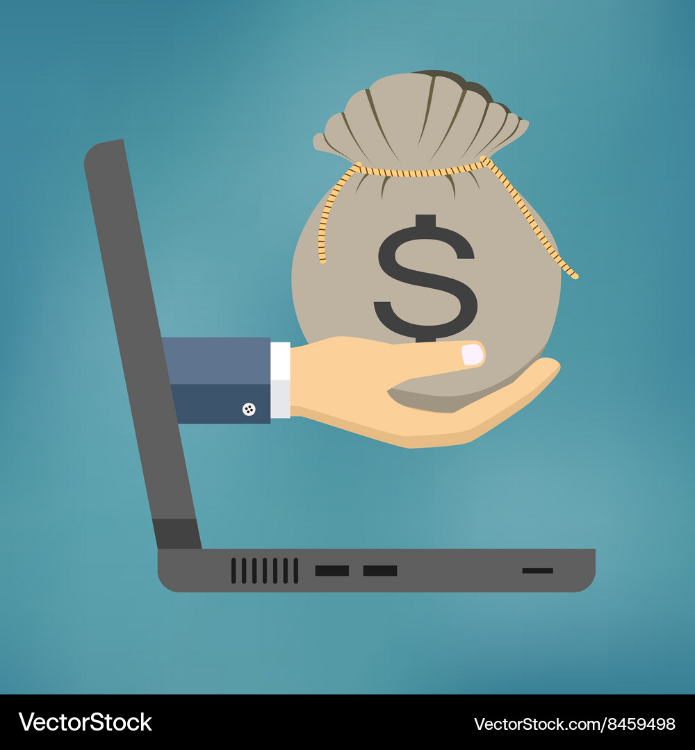 Hand holding bag with money Royalty Free Vector Image