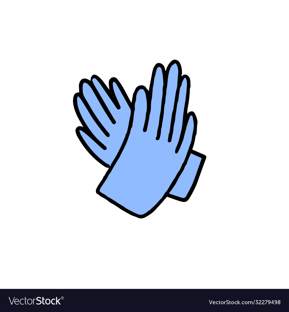 Medical protective gloves in style doodle Vector Image