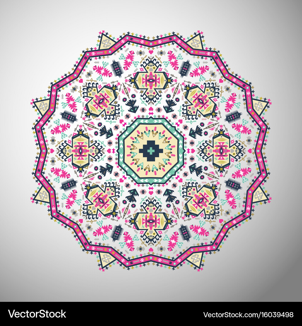 Ornamental round colorful geometric pattern in Vector Image