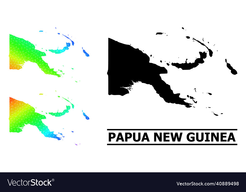 Polygonal rainbow map of papua new guinea Vector Image Polygonal rainbow map of papua new guinea Vector Image