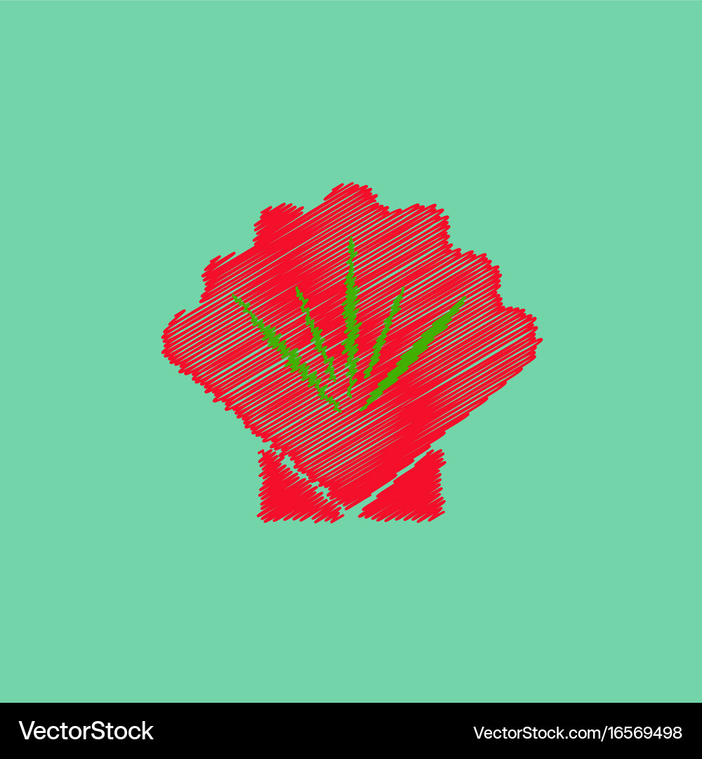 Scallop sea shell sketch style in hatching Vector Image