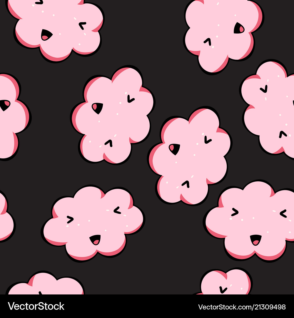 Seamless pattern with kawaii pink clouds Vector Image