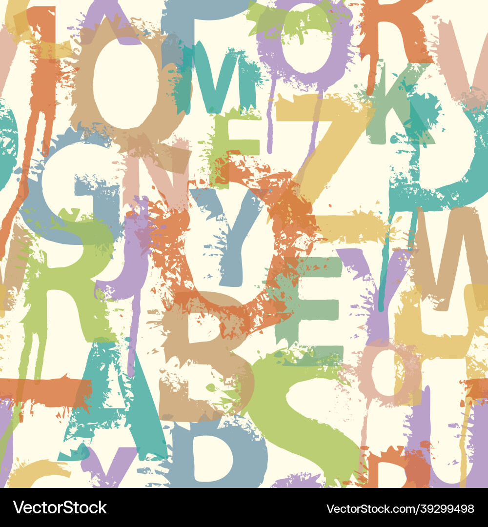 Seamless pattern with letters in form of blots Vector Image
