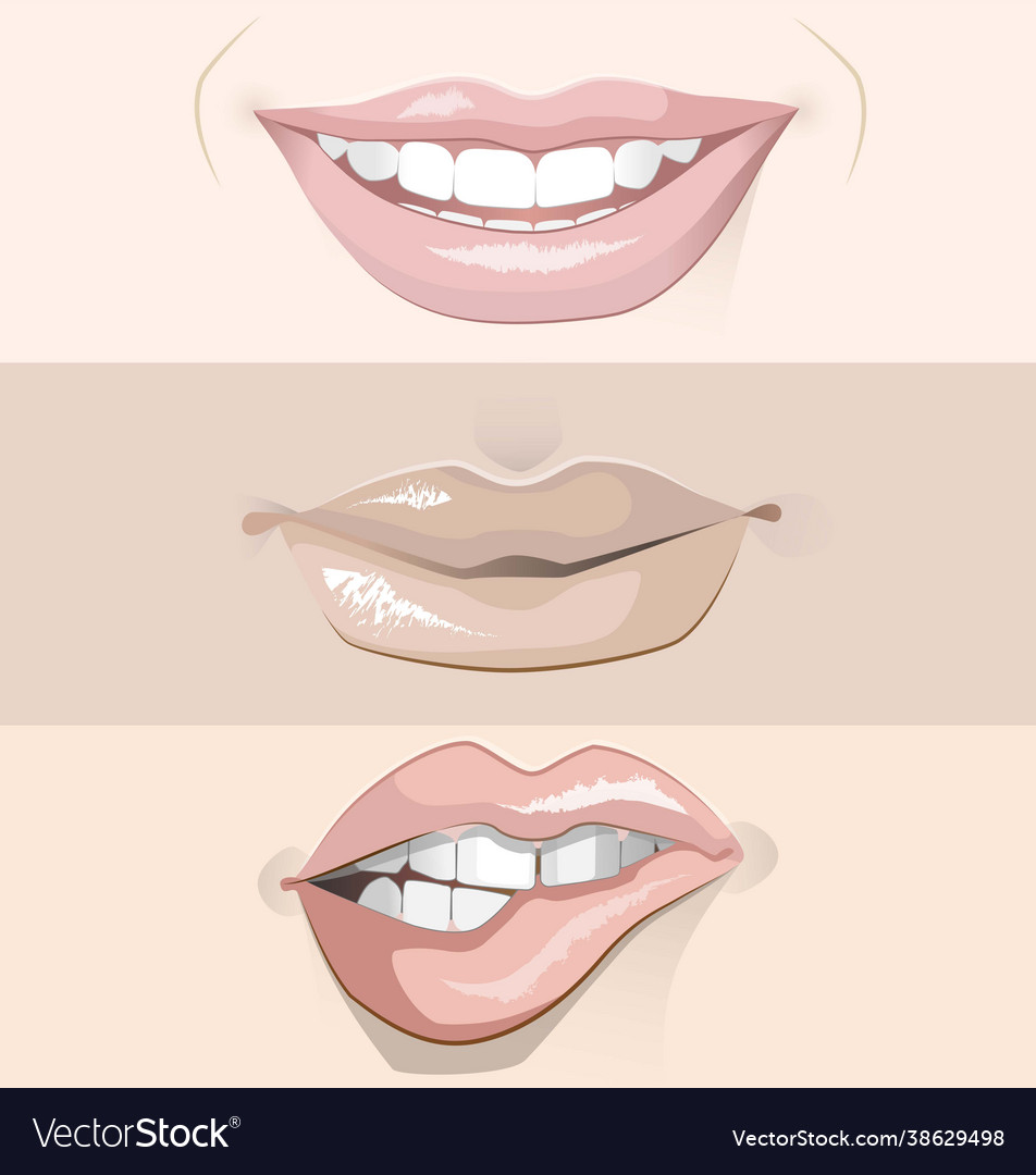 Set three different lips Royalty Free Vector Image
