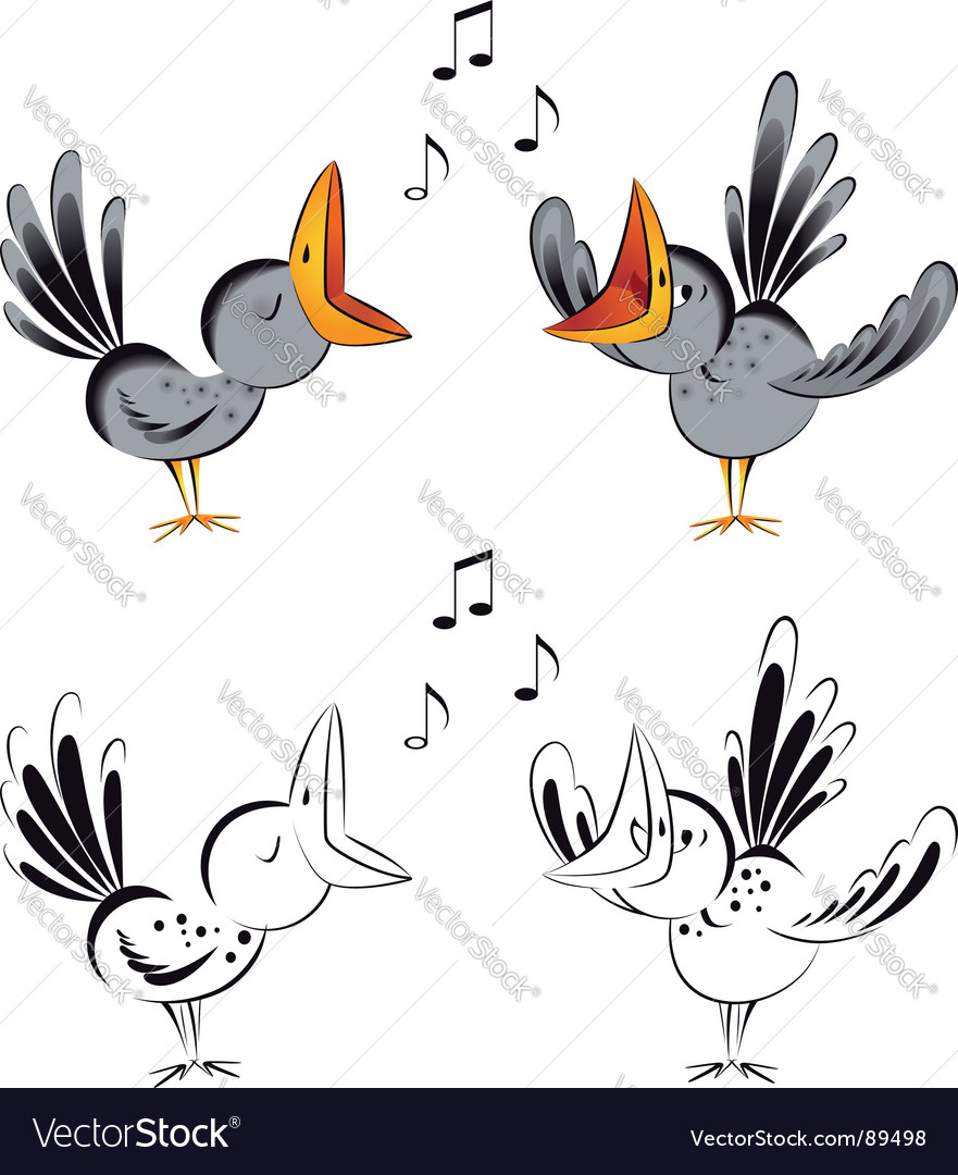 Singing crows Royalty Free Vector Image - VectorStock