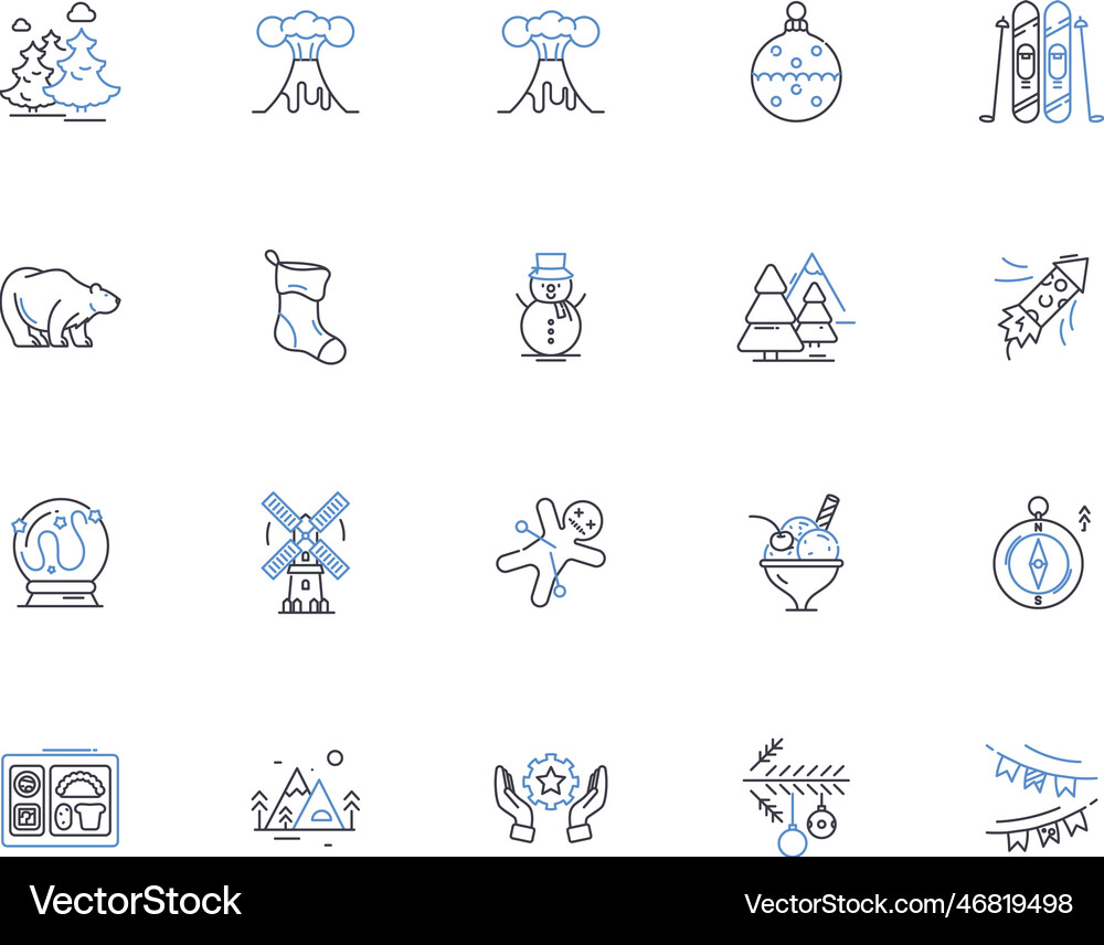 Solstice line icons collection sun daylight Vector Image