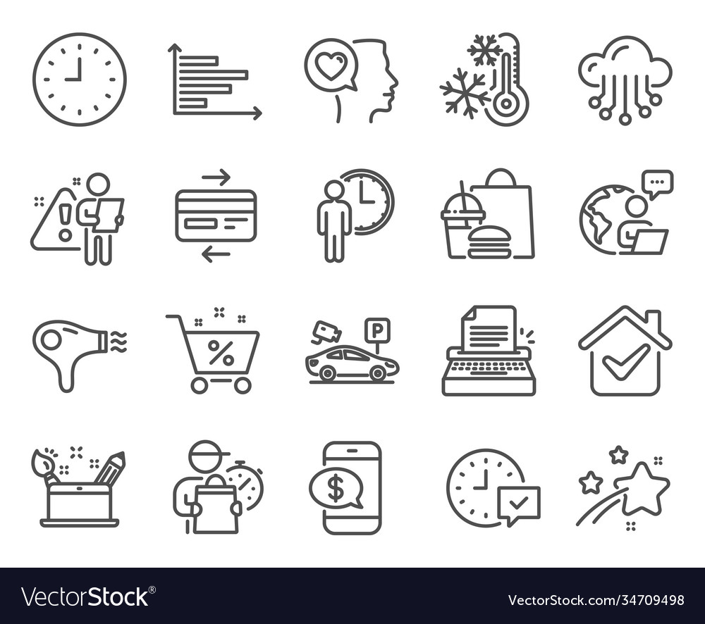 Technology icons set included icon as waiting Vector Image
