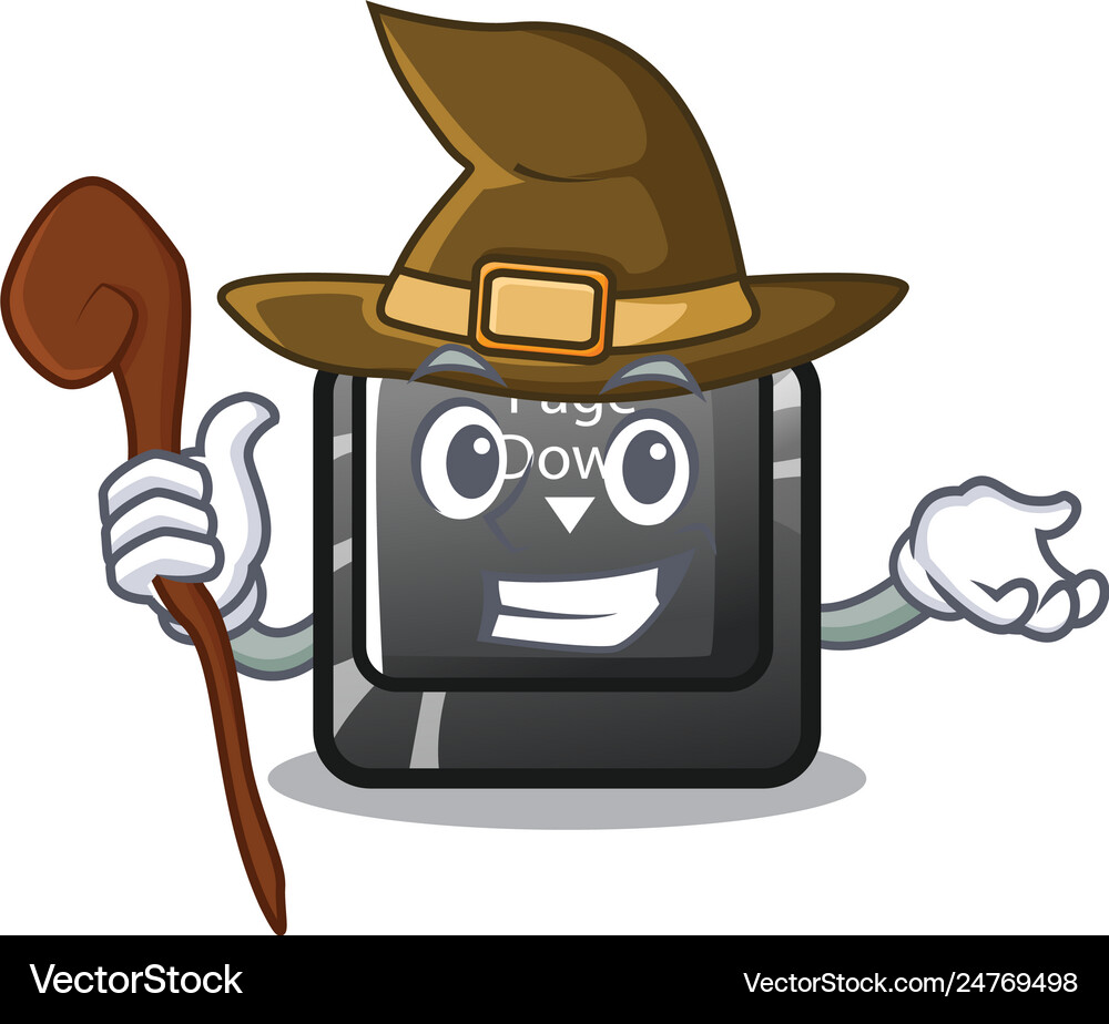 Witch button page down shape mascot Royalty Free Vector