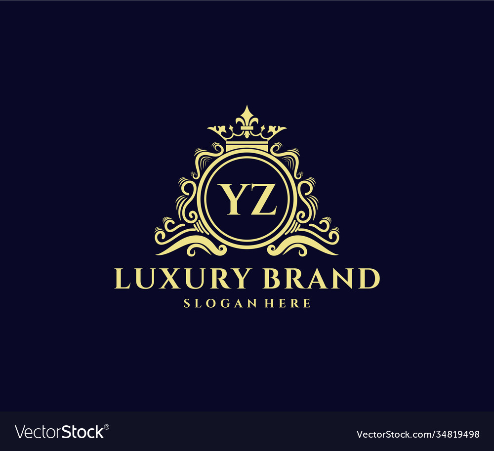 Yz initial letter gold calligraphic feminine Vector Image