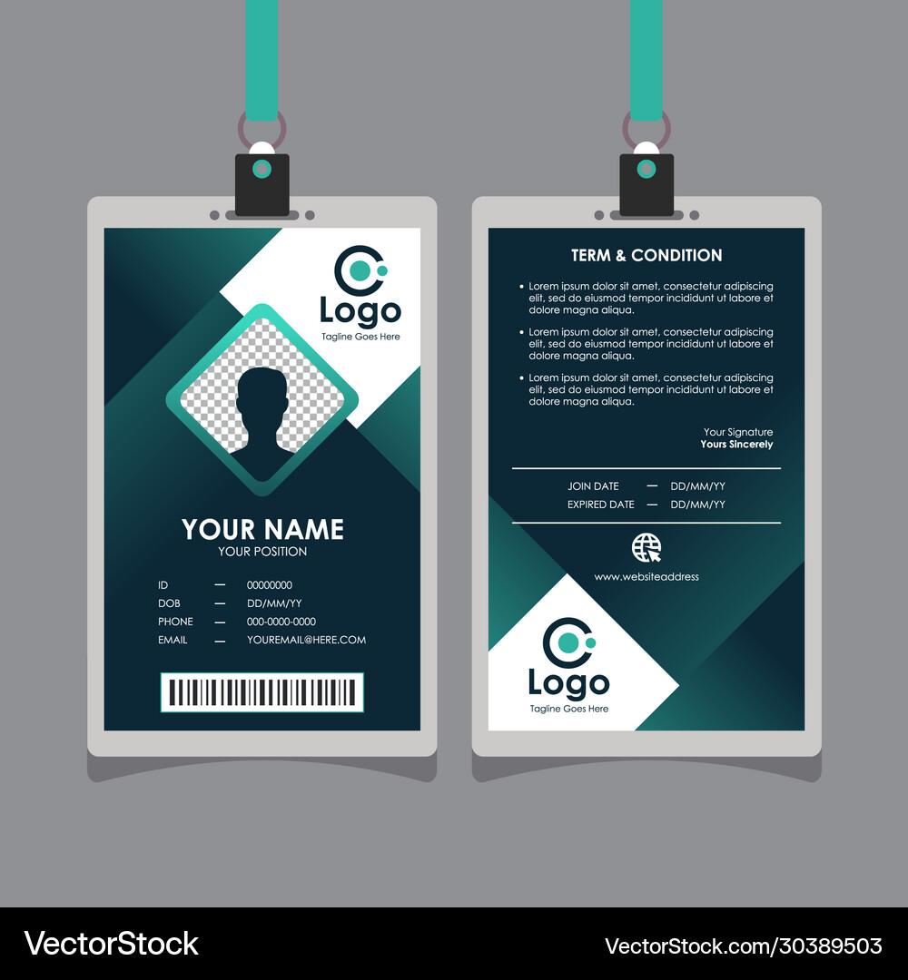 Abstract geometric dark turquoise id card design Vector Image