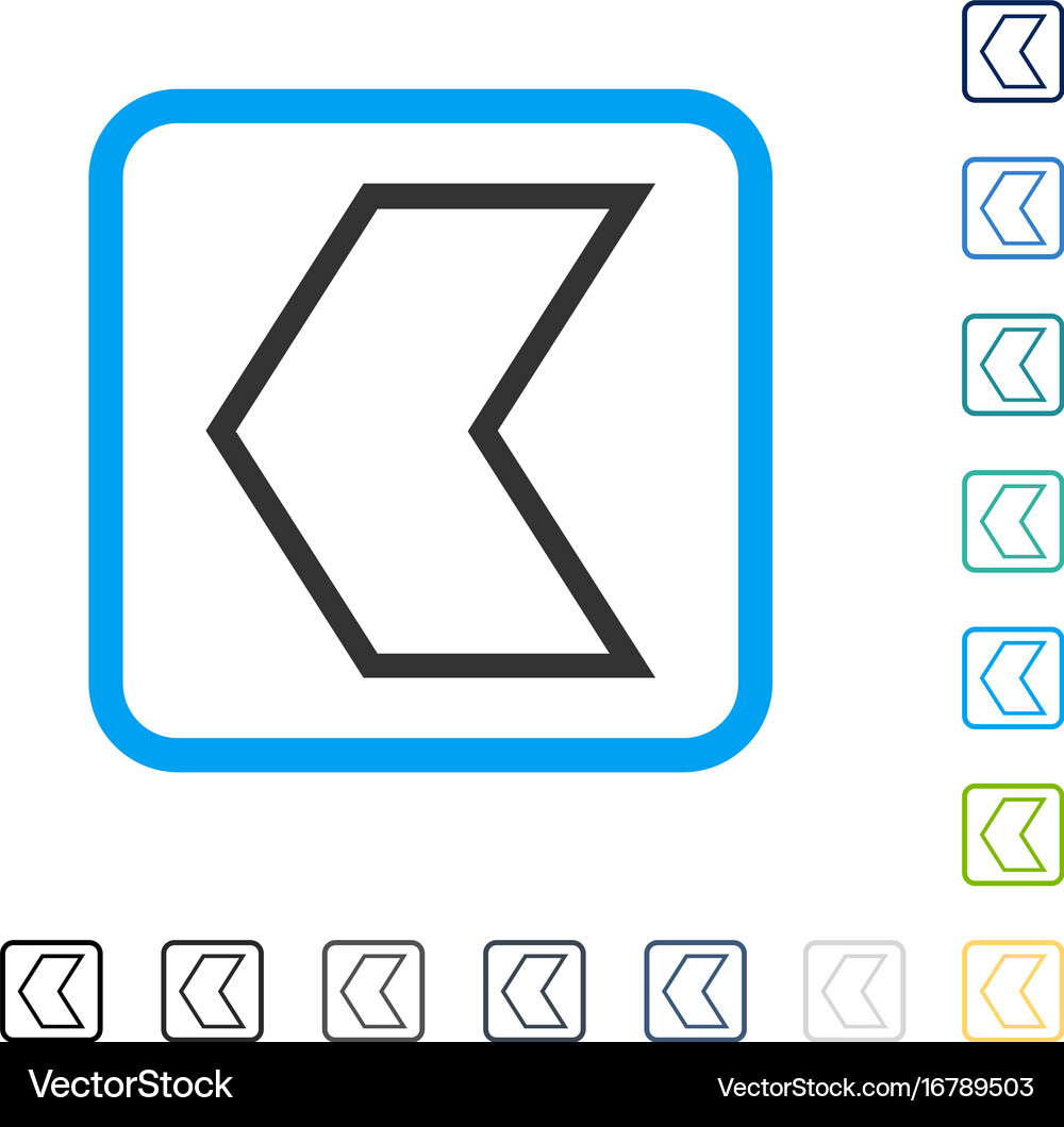 Arrowhead left framed icon Royalty Free Vector Image