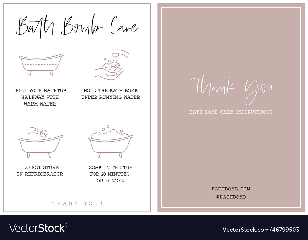 Bath bomb care card instruction Royalty Free Vector Image