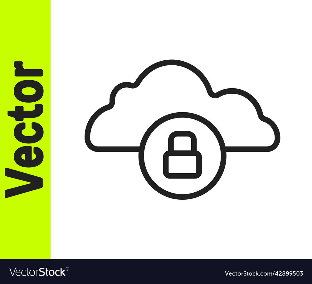 Black line cloud computing lock icon isolated Vector Image Black line cloud computing lock icon isolated Vector Image
