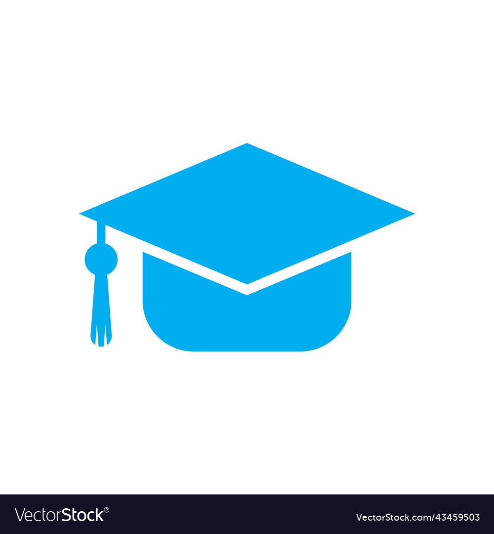 Blue graduation hat solid icon Royalty Free Vector Image