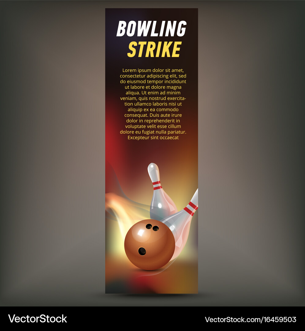 Bowling vertical banner with champ club Royalty Free Vector