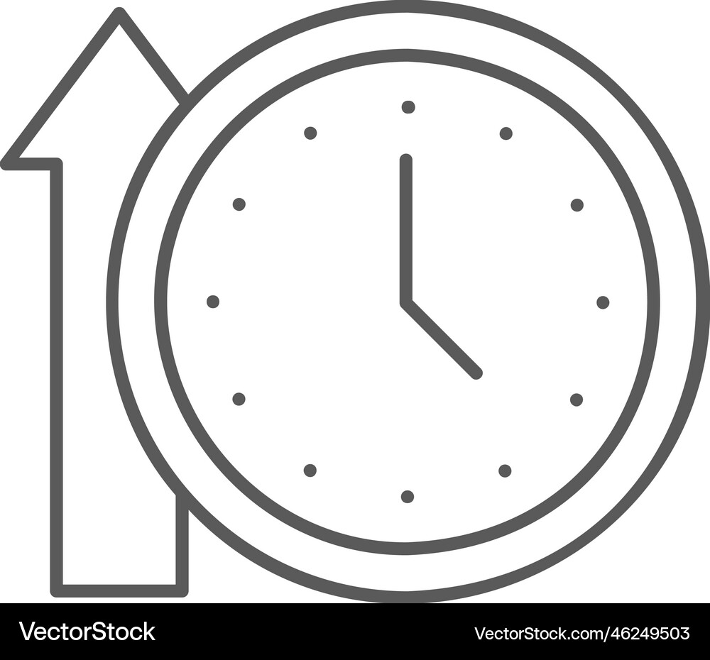 Clock with up arrow improvement lineal icon time Vector Image
