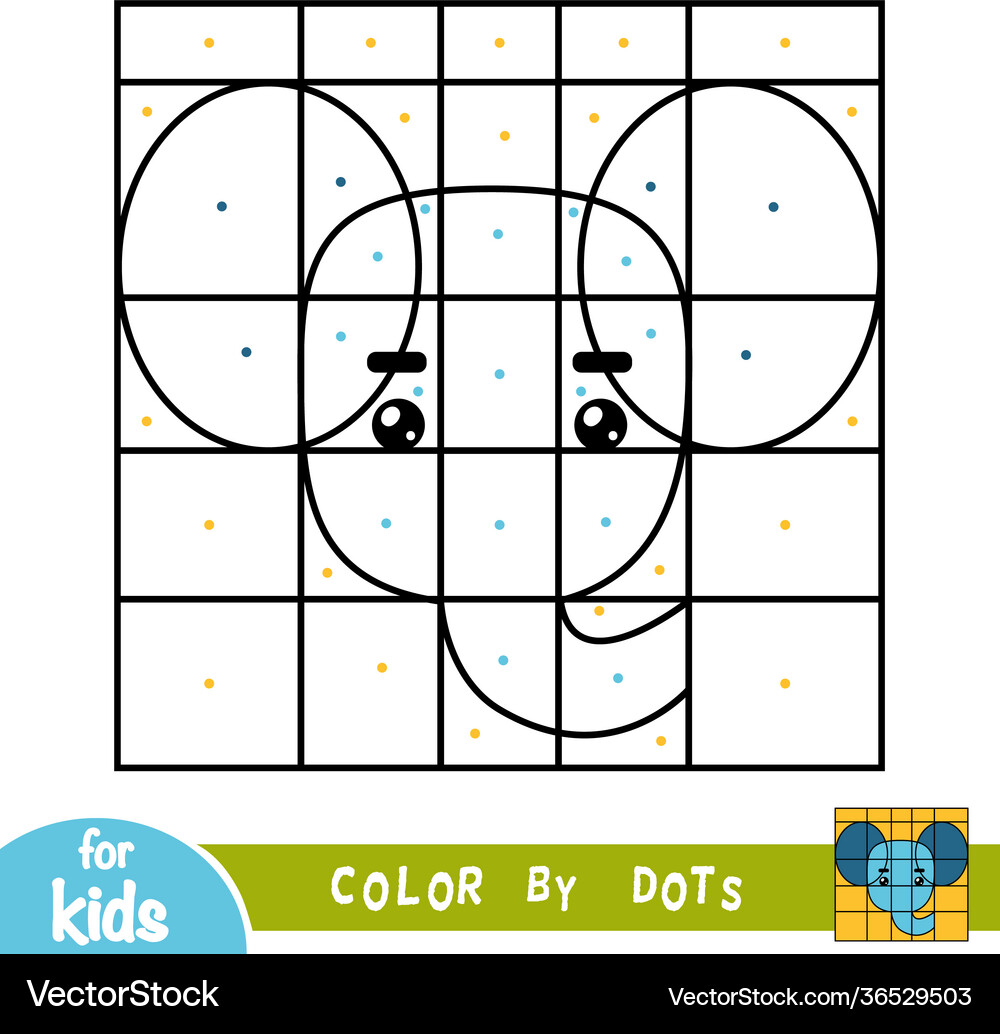 Color dots game for children elephant Royalty Free Vector