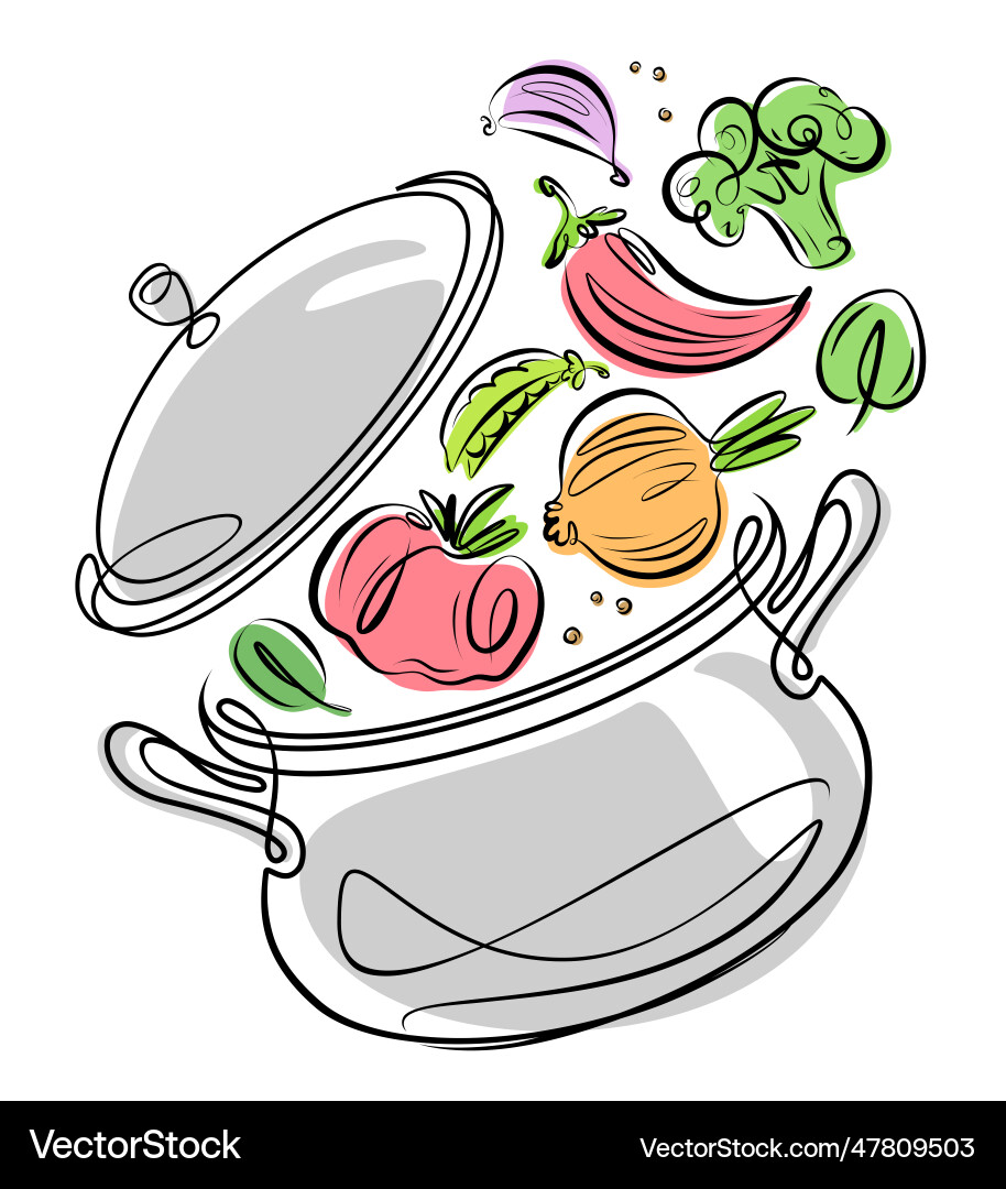 Food preparation fresh vegetables and a kitchen Vector Image