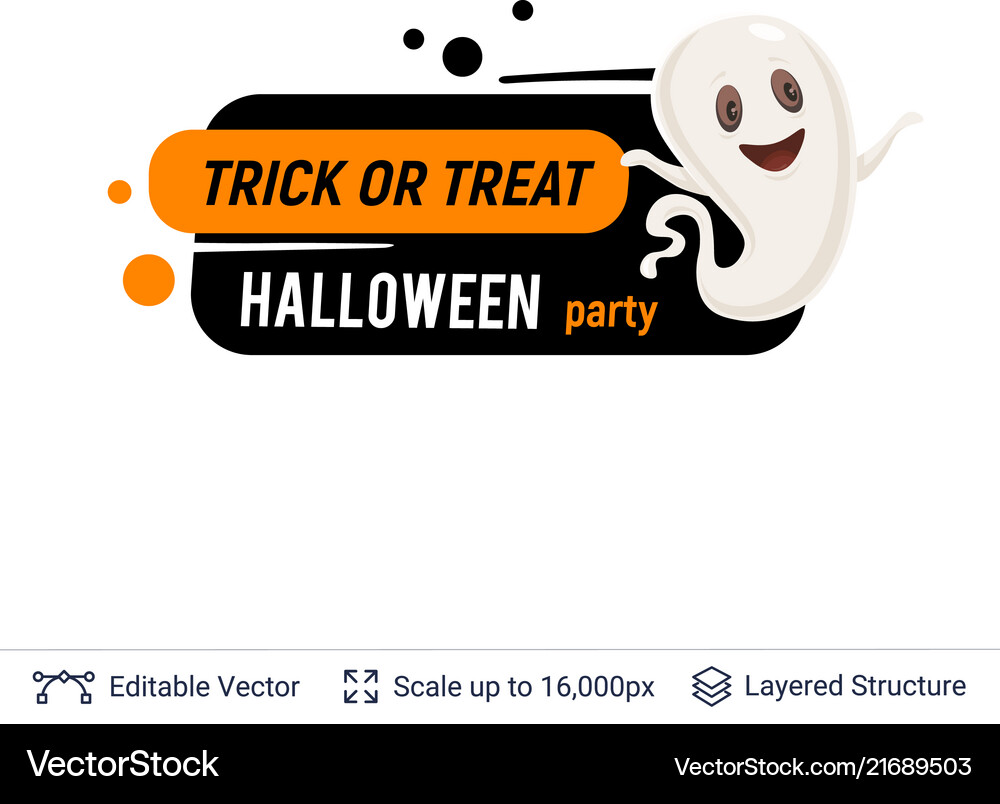 Friendly ghost and halloween text Royalty Free Vector Image