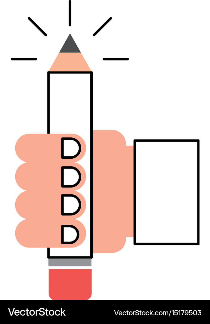 Hand human with pencil school isolated icon Vector Image