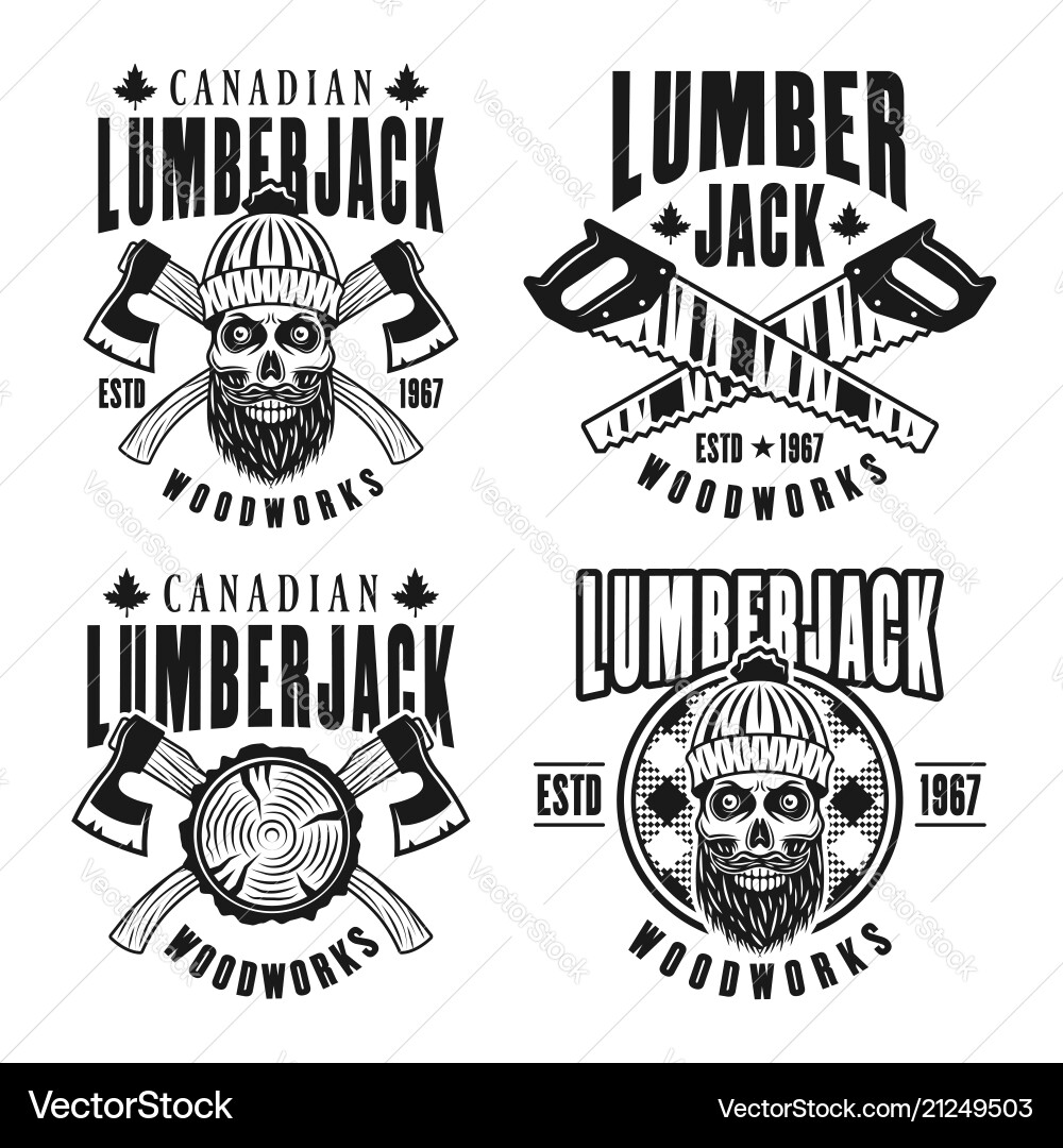 Lumberjack vintage emblems badges or logos Vector Image