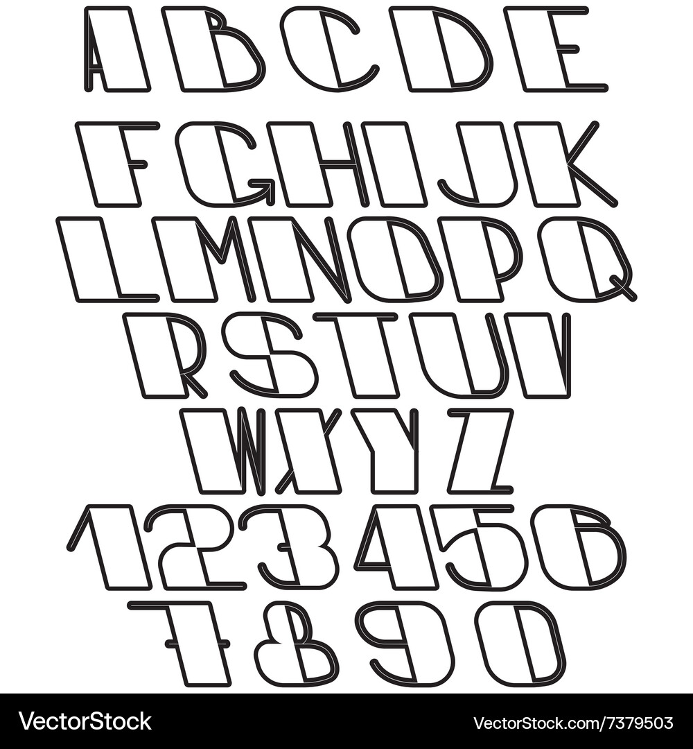 Set of letters and numbers Royalty Free Vector Image