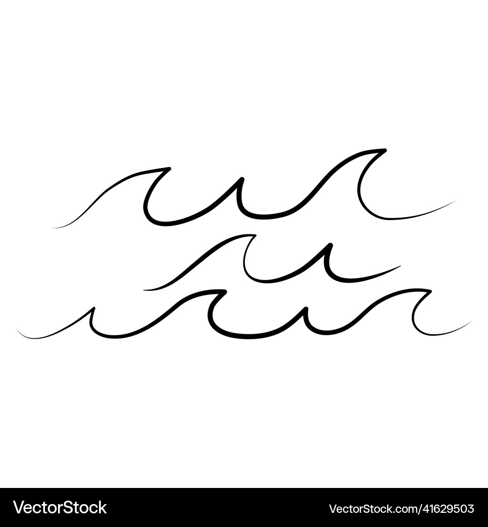 Simple minimalist waves handdrawn water lake Vector Image