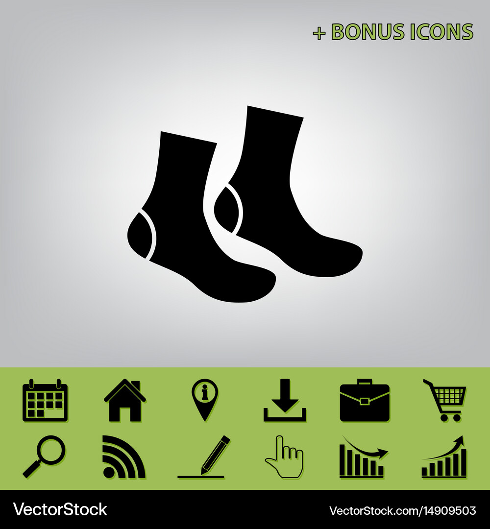 Socks sign black icon at gray background Vector Image