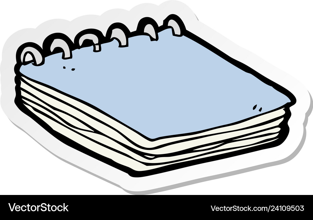 Sticker of a cartoon notepad Royalty Free Vector Image