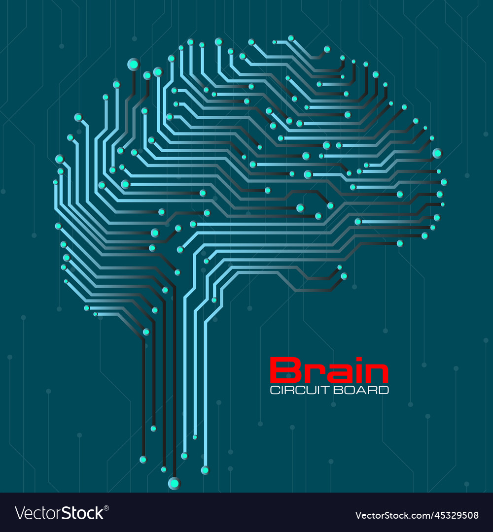 Abstract technological brain with circuit board Vector Image