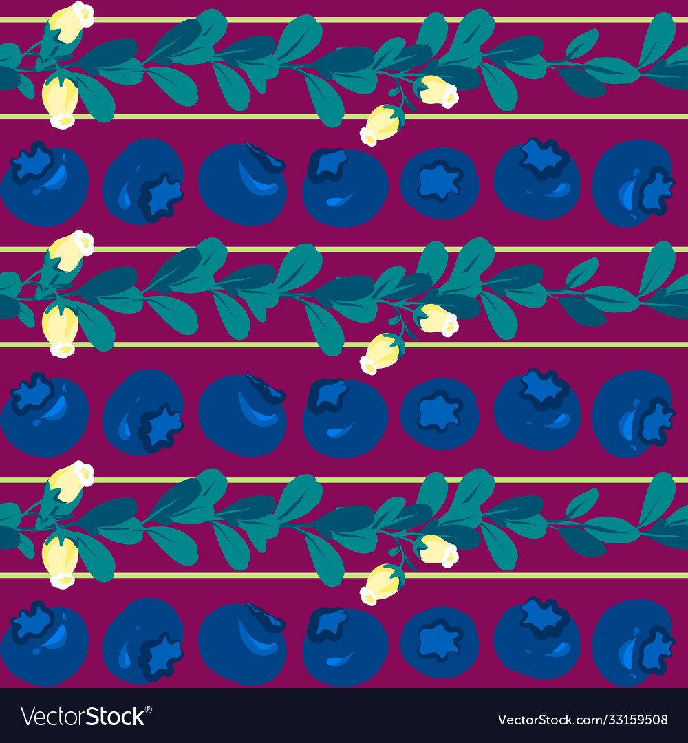 Blueberry seamless pattern Royalty Free Vector Image