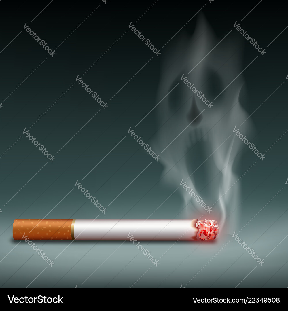 Cigarette with smoke in the form a demon Vector Image
