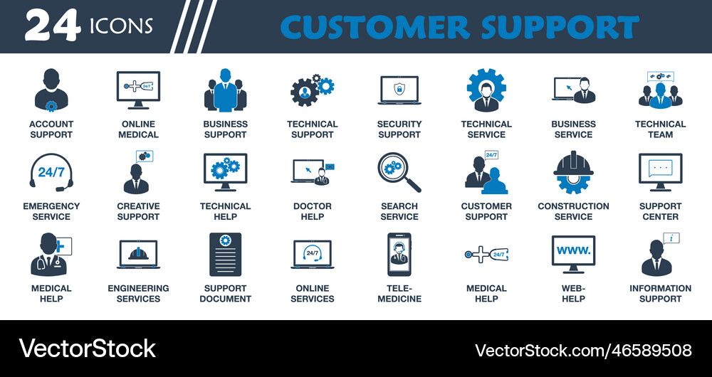 Customer support icon set collection of account Vector Image