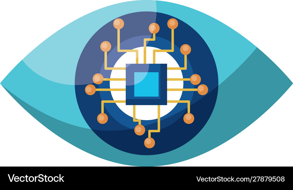 Digital eye and motherboard icon flat design Vector Image