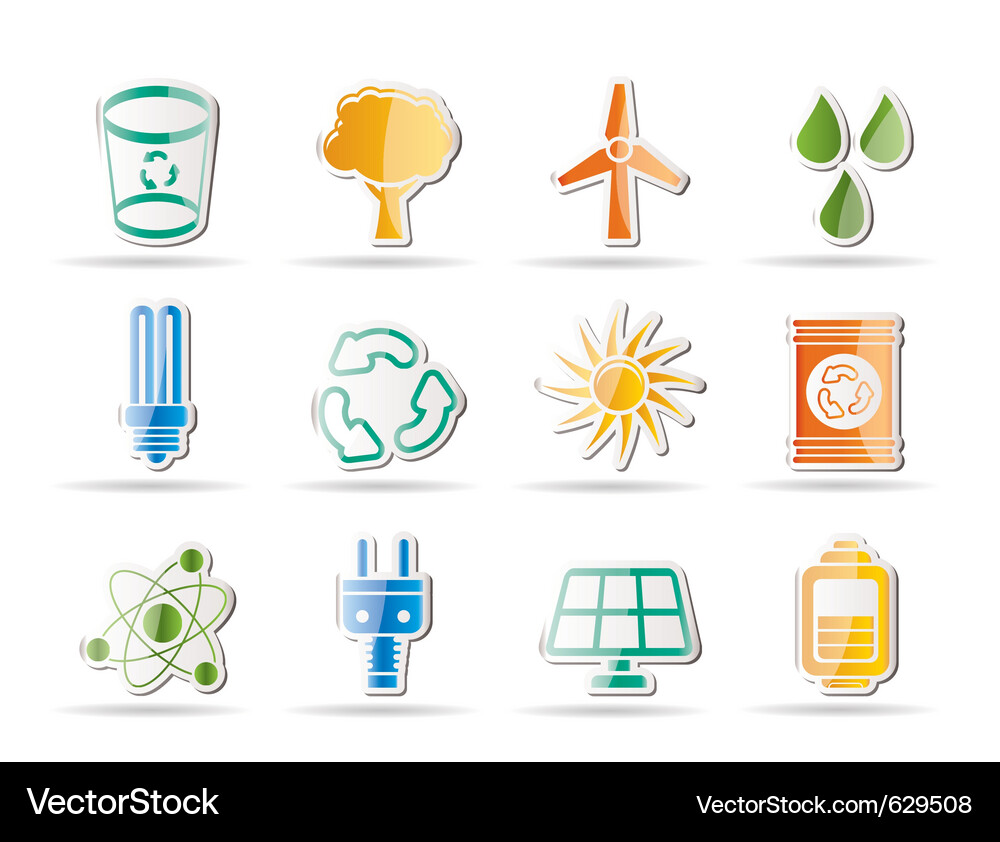 Energy and nature icons Royalty Free Vector Image