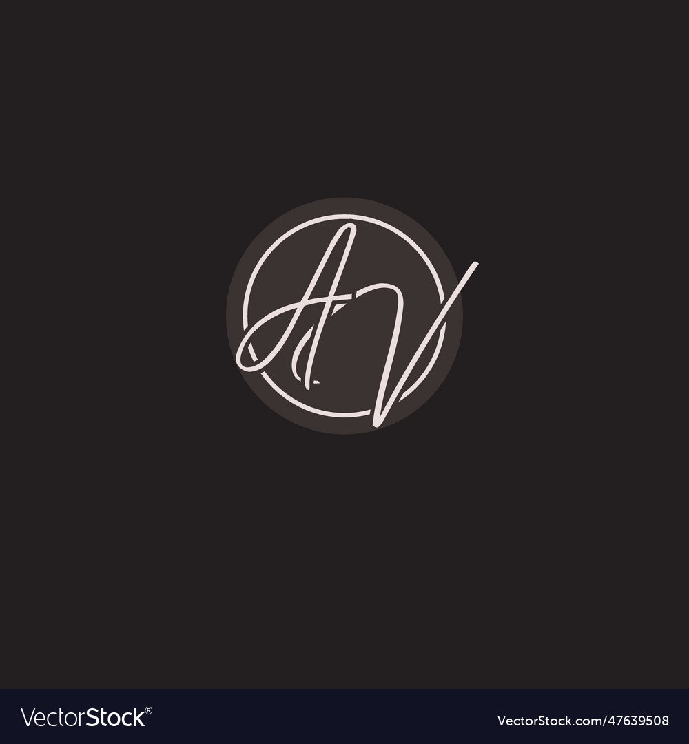 Initials av logo monogram with simple circle line Vector Image