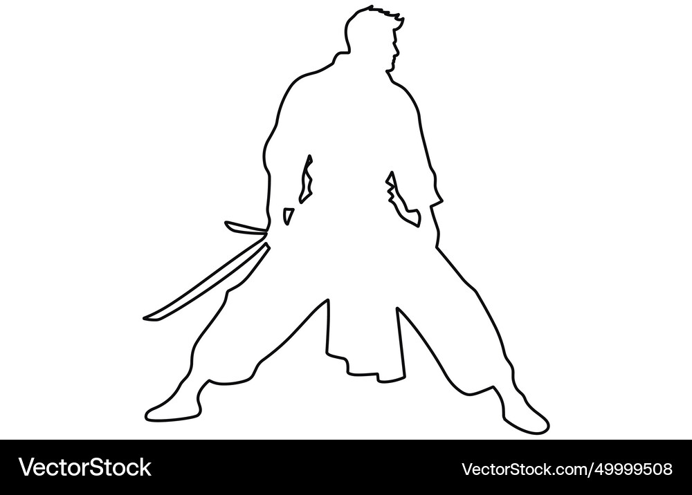 Karate fighter in kimonoaikido outline Royalty Free Vector
