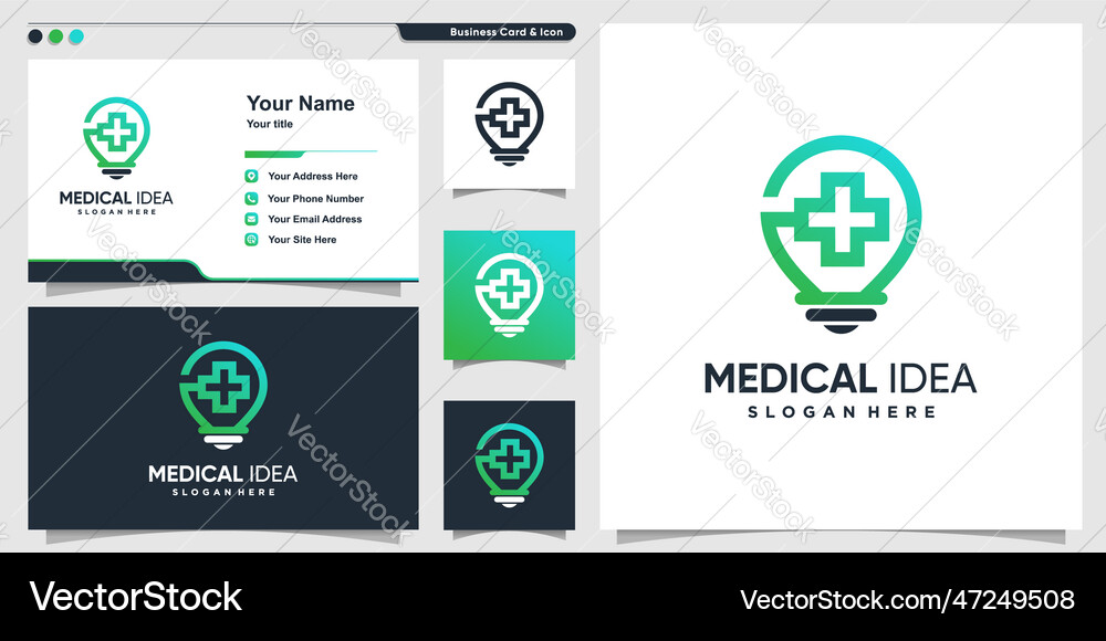 Medical logo with creative idea bulb style Vector Image