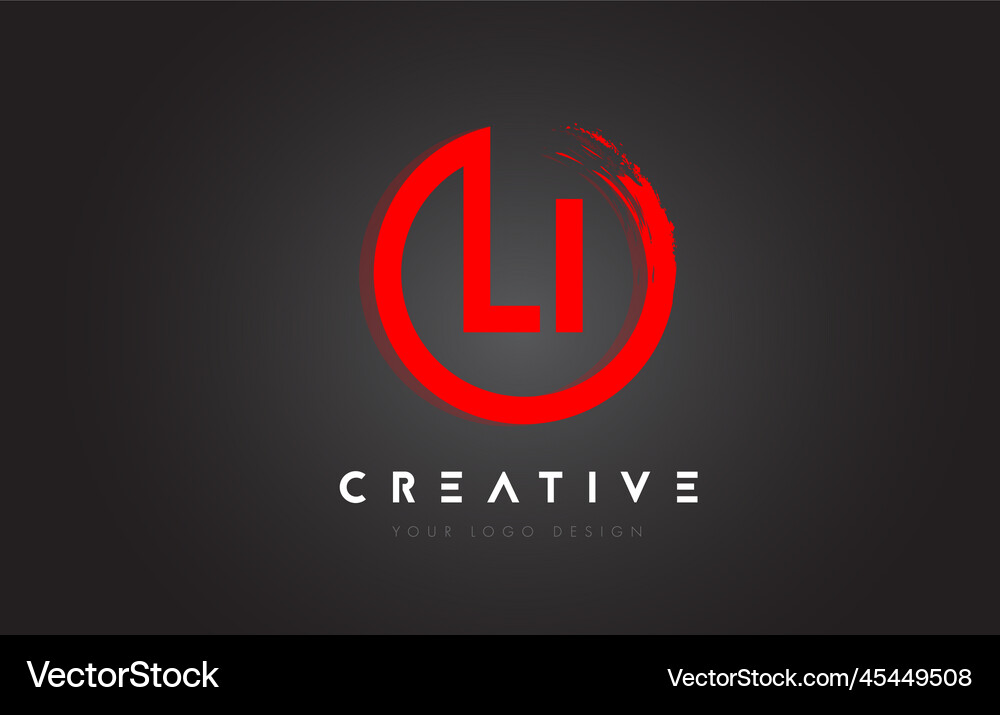 Red li circular letter logo with circle brush Vector Image