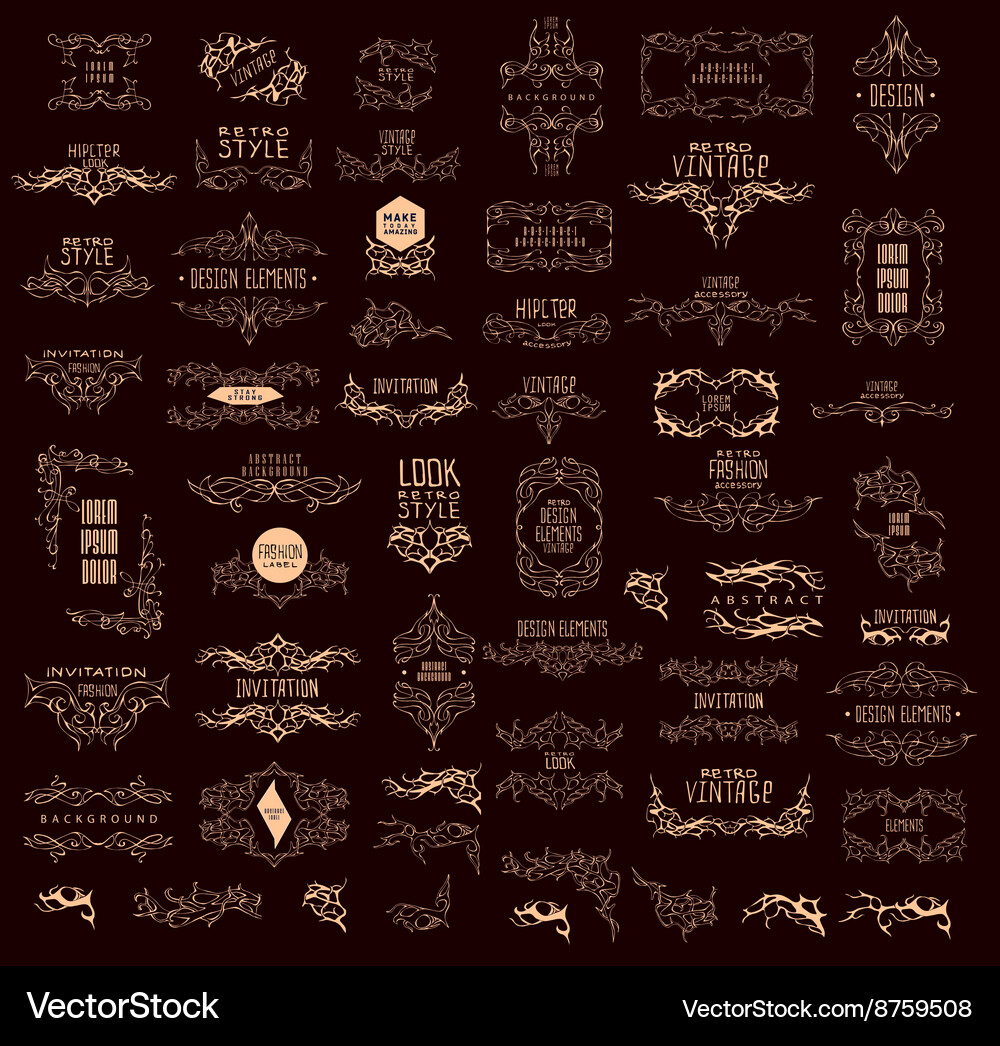 Set of elegant calligraphic design Royalty Free Vector Image