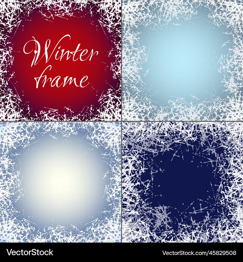 Set of ice crystals frames holiday design border Vector Image