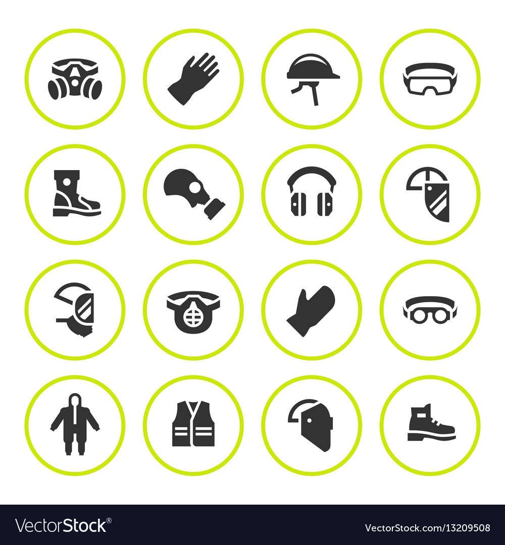 Set round icons personal protective equipment Vector Image Set round icons personal protective equipment Vector Image