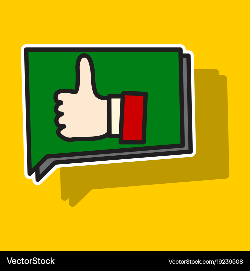 Sticker thumbs up like social network facebook Vector Image